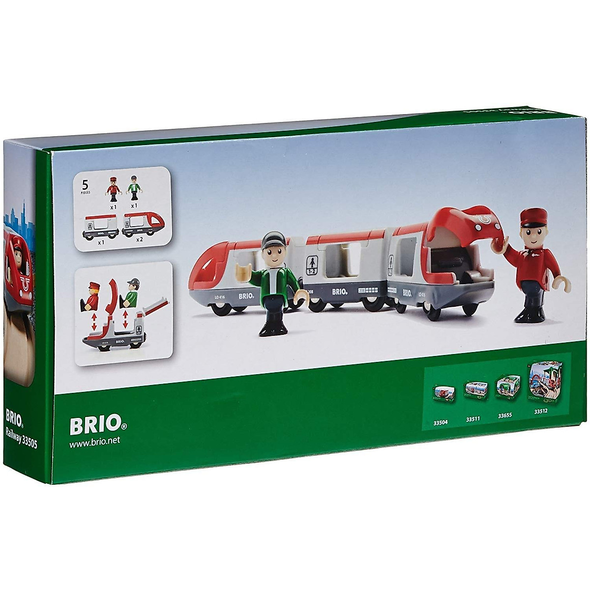 BRIO World 33505 - Travel Train Set - Premium 5 Piece Wooden Toy Set for Toddlers | Ideal Birthday Compatible with All BRIO Railway Toys