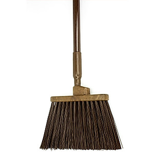 SPARTA 41083EC01 Plastic Color Coded Broom, Unflagged Bristles, Long Broom With Angled Head For Small Debris Cleaning, 56 Inches, Brown