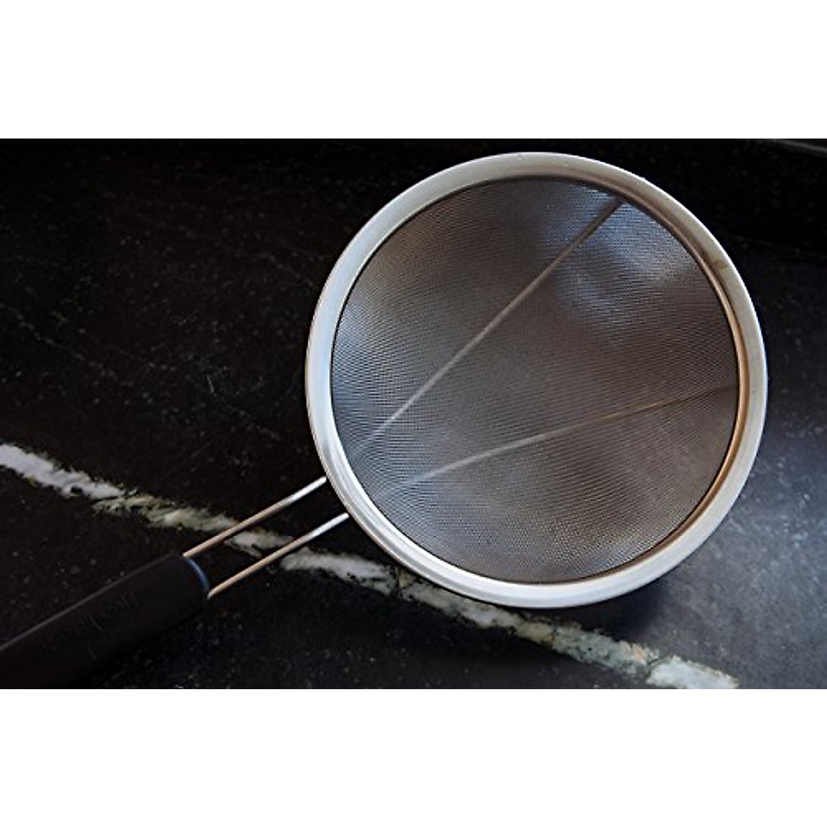 LiveFresh Large Stainless Steel Fine Mesh Strainer with Reinforced Frame and Sturdy Rubber Handle Grip - Designed for Chefs and Commercial Kitchens & Perfect for Your Home - 9 Inch / 23 cm Diameter