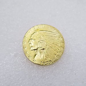 Kocreat Copy 1908-P Indian Head Eagle Gold Coin Five Dollars-Replica USA Souvenir Coin Lucky Coin Hobo Coin Morgan Dollar Collection