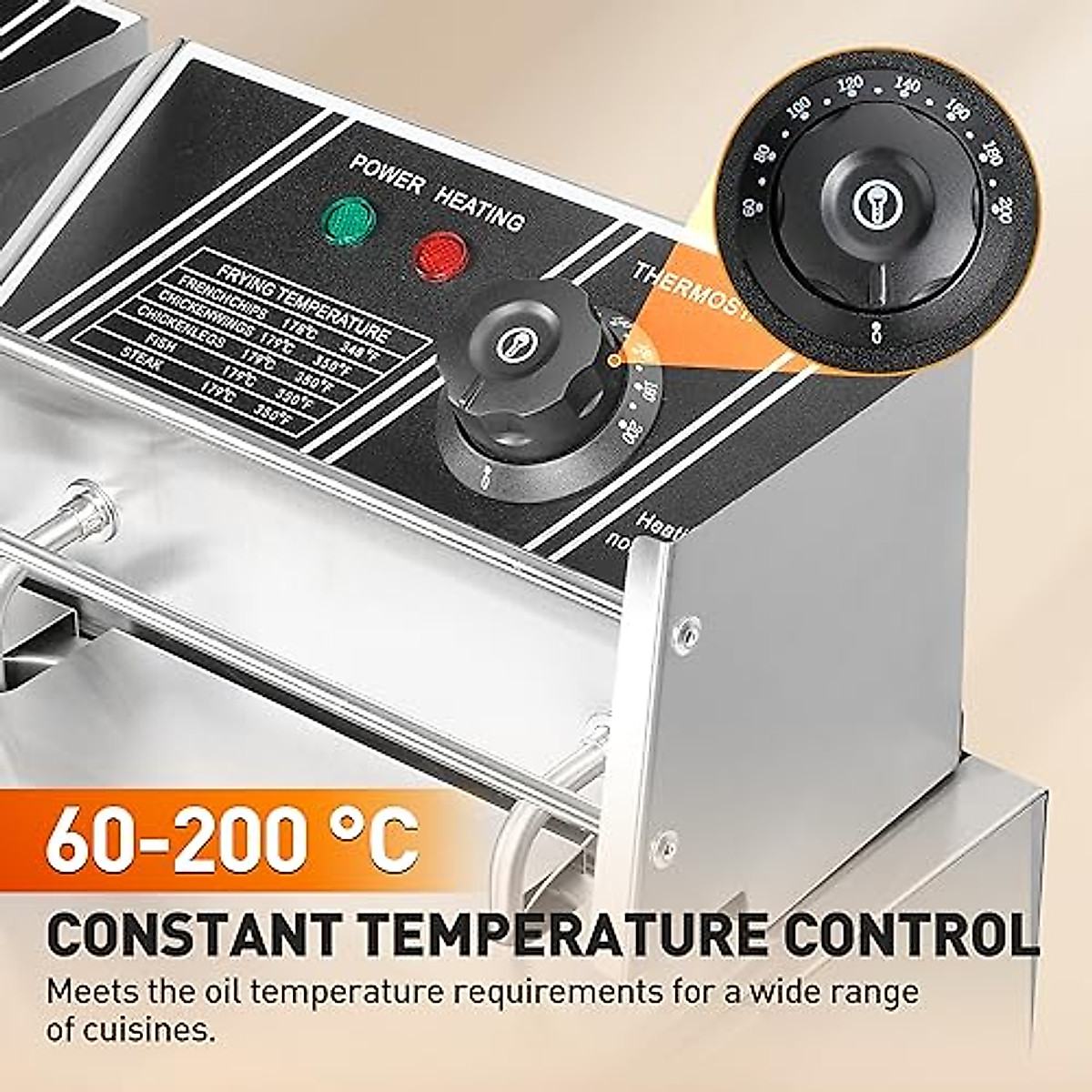 Rengue Commercial Deep Fryer 10.57QT x 2 Large Electric Deep Fryer with 2 Baskets and 2 Lids Countertop Fryer with Constant Temperature Control System for Restaurant and Home Use 3400W