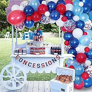 Navy Blue Red White Balloon Garland Kit,139 Pack Navy Red White Confetti Balloon for Boy Blue Birthday Baseball Nautical Theme Party American Flag Party Election Party July 4th Decorations