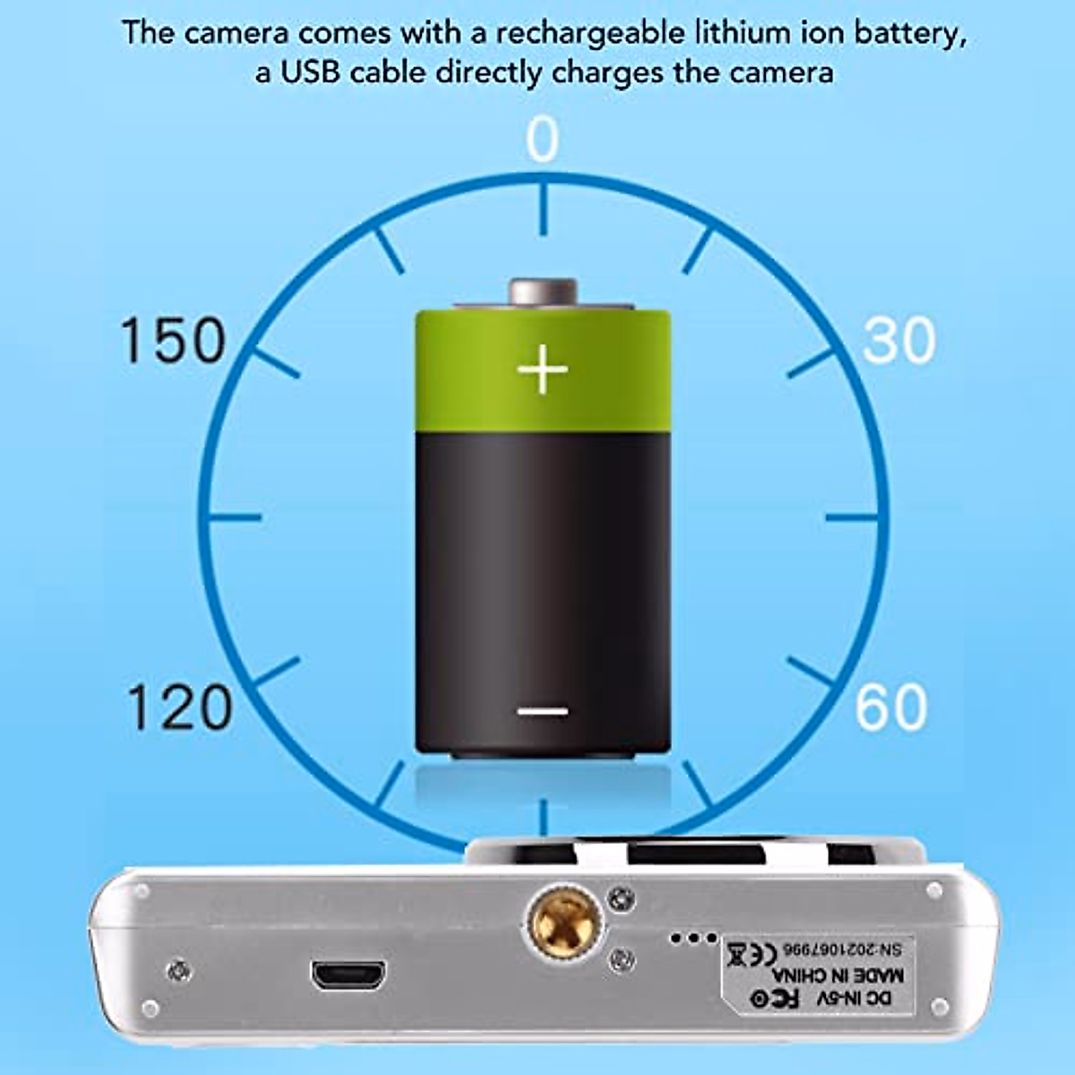 Compact Camera, Built in Fill Light 2.8 Inch Screen Digital Camera Rechargeable Lithium Ion Battery for Beginners (Silver)