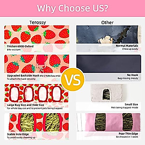 Terossy 2PCs Large Capacity Hay Feeder Rabbit, Mess-free Hanging Hay Feeder for Guinea Pigs, Hay Bag for Rabbits Bunny Chinchilla Hamster, Chew Proof Waste-free, 2Holes+4Holes, 9.8x11.4+11.8x18.5 Inch