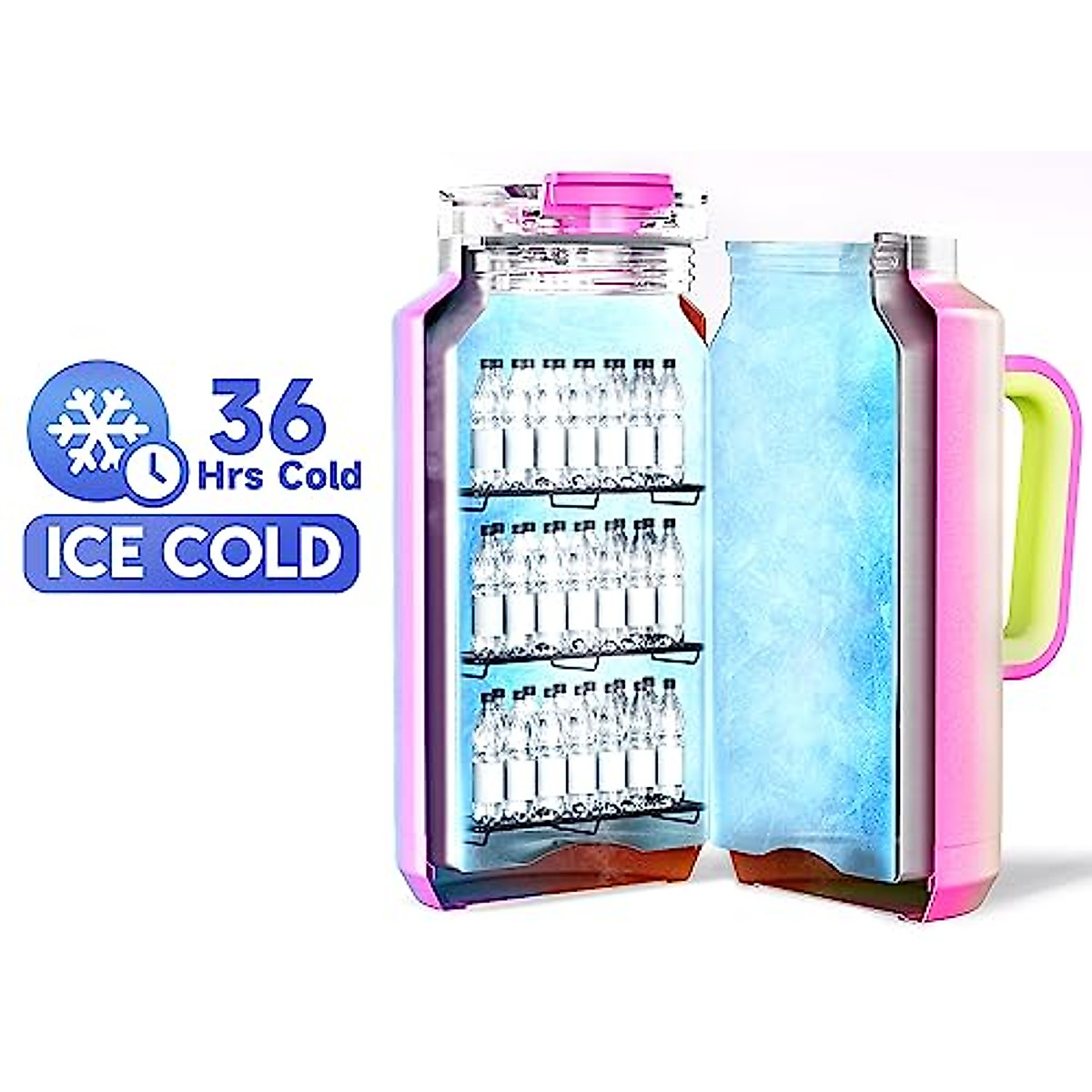 Meoky 50 oz Tumbler with Handle, Stainless Steel Vacuum Insulated Tumbler with Lid and Straw, Keeps Cold for 36 Hours, 100% Leak-proof, BPA-Free (Carnival)