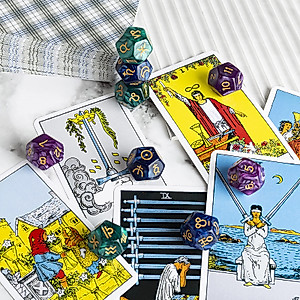 4 Set Tarot Cards Dice 12-Sided D12 Astrological Dice Resin Pearl Constellation Sign Dice for Astro Divination Gaming Accessories