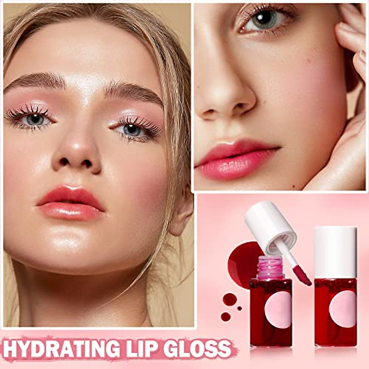 CAHIUYOA Lip Tint Stain Set,Korean Long Lasting Moisturizing Waterproof,High Pigment Multi-use and Cheek Tint,Natural Makeup tinta para labios(#01#02)