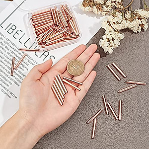 PH PandaHall 100pcs Brass Tube Beads 30x4mm Long Tube Spacer Beads Macrame Beads for DIY Sewing Craft Wall Hanging Plant Holder Macrame Wind Chime, Rose Gold