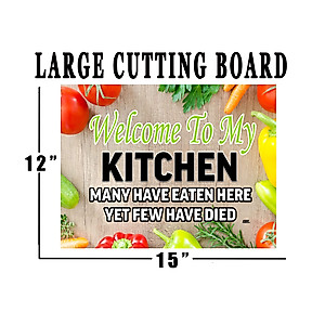 Funny Welcome To My Kitchen Glass Cutting Board Decorative Gift For Mom Design