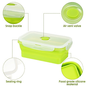 4 Sets 16 Pcs Silicone Food Storage Containers with Lids Collapsible Meal Prep Container Silicone Food Box Microwave Lunch Containers Leftover Meal Box, Dishwasher and Freezer Safe (Multicolor)