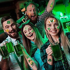 128 Pcs St Patricks Day Tattoos Temporary Shamrock Tattoos for Irish St Patricks Day Decorations Party Favors,16 Sheets