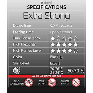 Extra Strong Eyelash Extension Glue Stacy Lash (0.17fl.oz / 5ml) / 0.5-1 Sec Dry/Retention – 8 Weeks/Black Adhesive/Professional Supplies