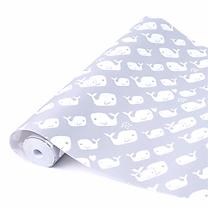 Kitchen Cabinet Liner 15 Inch Wide X 20 Ft Drawer Liner Non-Slip Waterproof Shelf Liner Non Adhesive Washable Refrigerator Shelf Liners for Wire Shelf Pantry Thicken Rotective Liners Whale Pattern