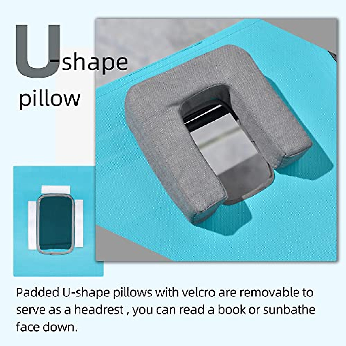 PURPLE LEAF Outdoor Tanning Lounge Chair Set with Face Hole Aluminum Adjustable Chairs Wheels Pillows and Table for Poolside Beach Patio Reclining Sunbathing Lounger Blue