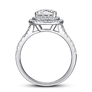 AVECON 3 Carat Cushion Cut Engagement Rings Cubic Zirconia Wedding Rings 925 Sterling Silver Solitaire Wedding Ring for Women Size 8