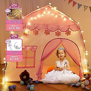 TTLOJ Kids Play Tent and Rectangle Kids Rug Set, Pink Girls Tent, Pink mat