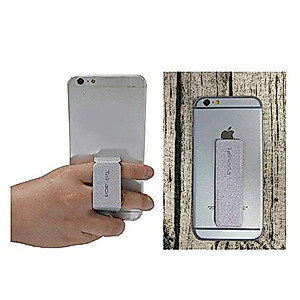 Universal Phone Grip Stand, Tainada Smartphone Finger Grip Foldable & Stick On Adhesive Kickstand for iPhone 11 Pro Max, XR, Samsung Note 10+, S10+, Moto Z4, LG G8 + One Cord Wrap (Silver)