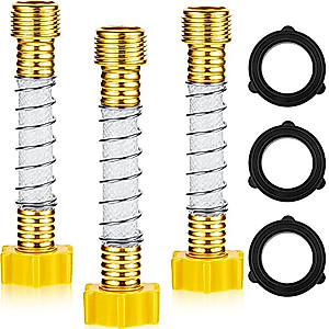 3 Pieces Flexible Hose Protector Hose Extension Adapter Garden Hose Extension Hose Coiled Spring Protector Water Filter with Coil Spring Reduce Hose Crimping and Straining at Faucets, Yellow