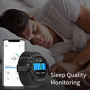 GUCABE Military Smart Watch for Men Outdoor Tactical Smartwatch, ip67 Waterproof Rugged Bluetooth Dail Calls Speaker 1.3" HD Touch Screen GPS Tracker Heart Rate Sleep Monitor