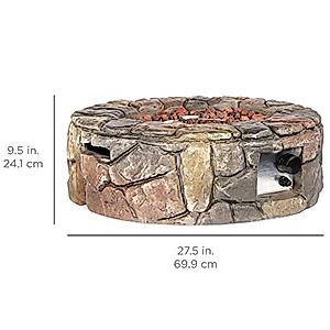 Best Choice Products 30,000 BTU Gas Fire Pit for Backyard, Garden, Home, Outdoor Patio w/Natural Stone, Propane Hose, Handle, Cover