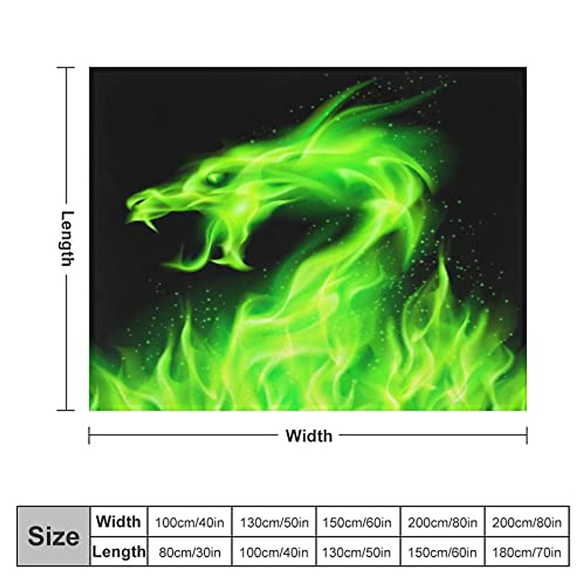 Fire Head of Dragon Flannel Fleece Throw Blanket Soft Warm Lightweight Fuzzy Plush Blankets for Bed Couch Sofa 70"x80"