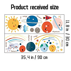 Space Wall Stickers, Planet Wall Decals for Kids Room Space Wall Decor Peel and Stick Boy Bedroom Nursery Classroom, Playroom, Daycare