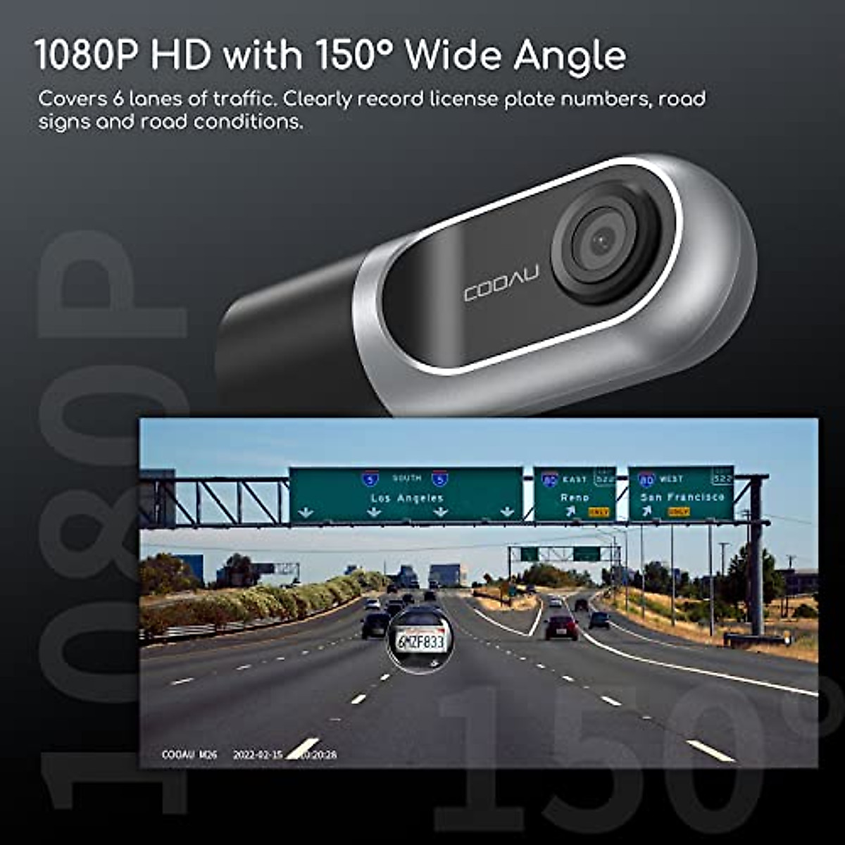COOAU 1080P FHD Dash Cam, Smart Dash Camera for Cars, Mini Car Front Center Camera Recorder with Infrared Night Vision, Supercapacitor, G-Sensor, WDR, Loop-Recording, Parking Monitor (M26)