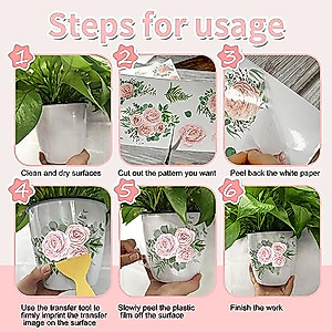 3Pcs Rub on Transfers for Furniture and Crafts, 3 Design Sheets 11.8" x 5.9" Furniture Decals Transfers, Rose Decals Rub on Transfers for Furniture (Rose Style)