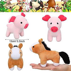 6 Pieces Mini Plush Furry Farm Animal Toys Soft Plush Horse Pig Cattle Rabbit Dog Sheep Doll Stuffed Plush Farm Animals for Christmas Stocking Stuffers Birthday Party Decoration Supplies (Animals)
