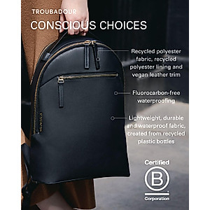 Troubadour Ember Backpack - Luxury Multipurpose Backpack - Made from Lightweight, Waterproof, Vegan Materials - Spacious Organization - Perfect for Travel, Work, School, the Gym, or On-The-Go - Navy