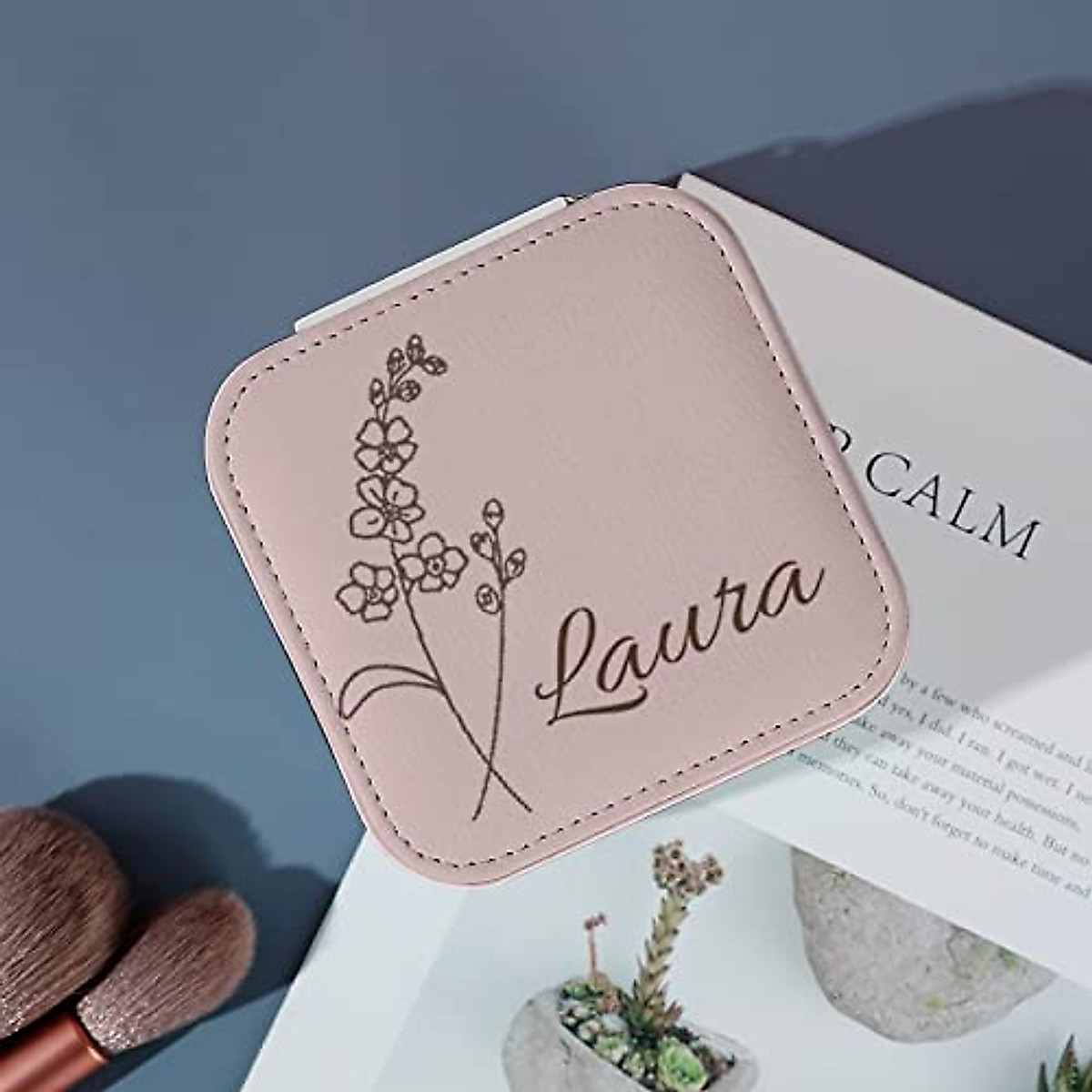 Xulufan Custom Travel Jewelry Organizer Case Personalized Jewelry Box，Ring Holder For Jewelry, Travel Accessories，Jewelry Gift for Women Girl