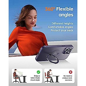 FACBINY Magnetic Kickstand Case Designed for iPhone 14 Pro Max [360° Rotatable Ring Stand Holder] [Compatible with MagSafe] [Military-Grade Protection] Translucent Shockproof Phone Case, Purple