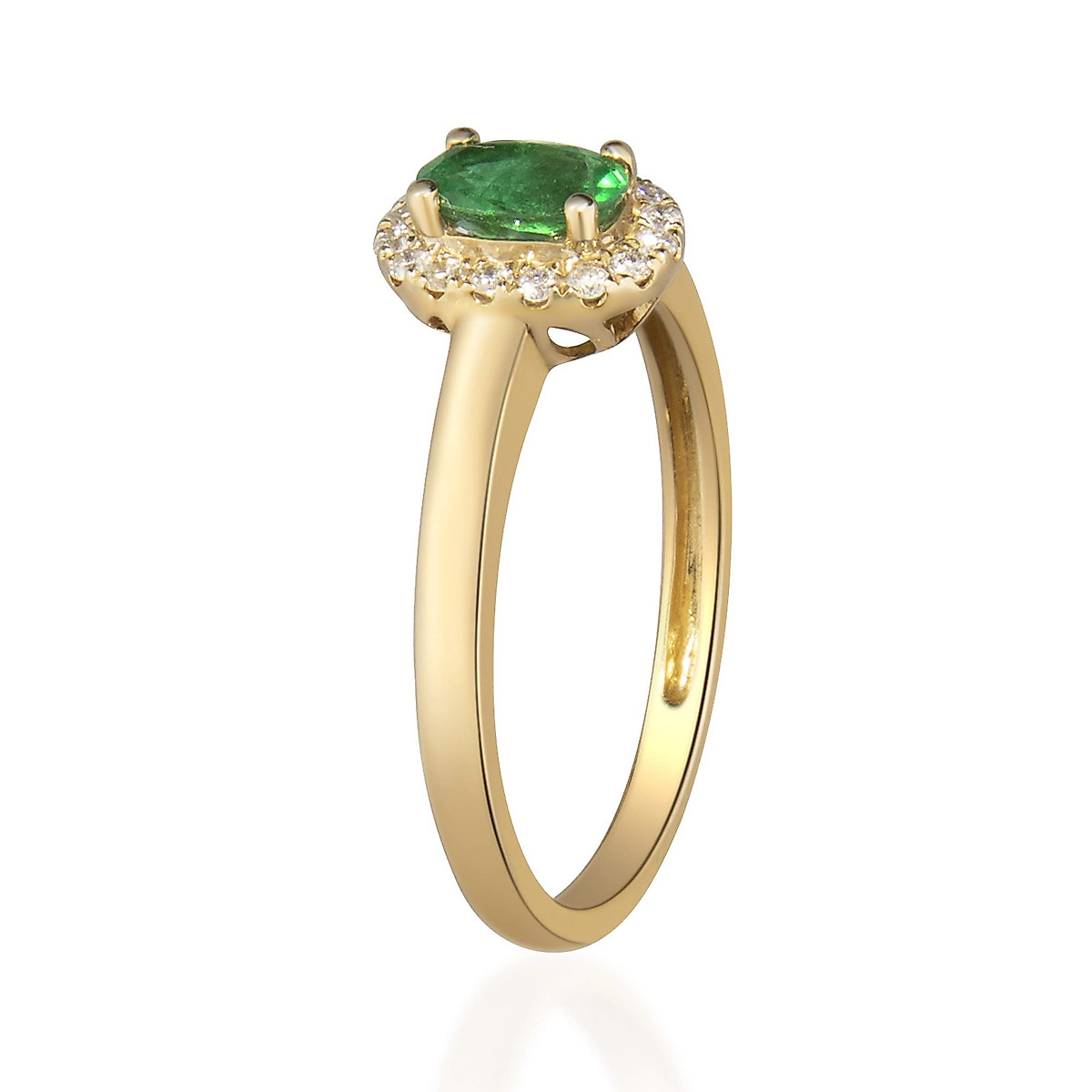 Gin & Grace 10K Yellow Gold Natural Diamond (I1,I2) & Natural Emerald Engagement Propose Promise Ring for Women
