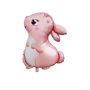 CSTYWC 4PCS Large Bunny Foil Balloon Rabbit Balloons Bunny Party Decorations Animal Mylar Balloons for Birthday Spring Woodland Themed Party Baby Shower Party Supplies