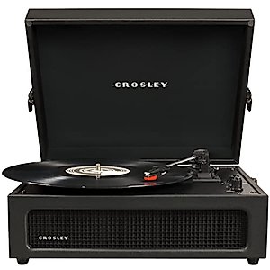 Crosley CR8017B-BK Voyager Vintage Portable Vinyl Record Player Turntable with Bluetooth in/Out and Built-in Speakers, Black
