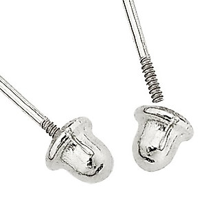 14k White Gold 2mm Ball Stud Earrings with Screw Back