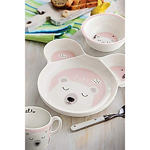 ZEN Hello Hello Porcelain Childrens Kids Dinner Set of 3 (PINK)