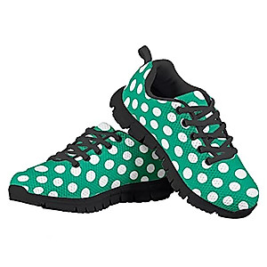 Printpub Little Kids Green Dots Sneakers Boys Athletic Running Tennis Sport Shoes Child Soft Lace-up Hiking Shoes