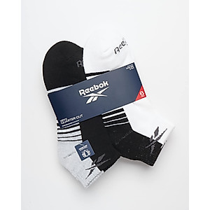 Reebok Men's Quarter Socks - 6 Pack Cushion Quarter Cut Ankle Socks for Men - Breathable Men's Athletic Socks (Size 6-12.5), Size 6-12.5, WhiteBlack