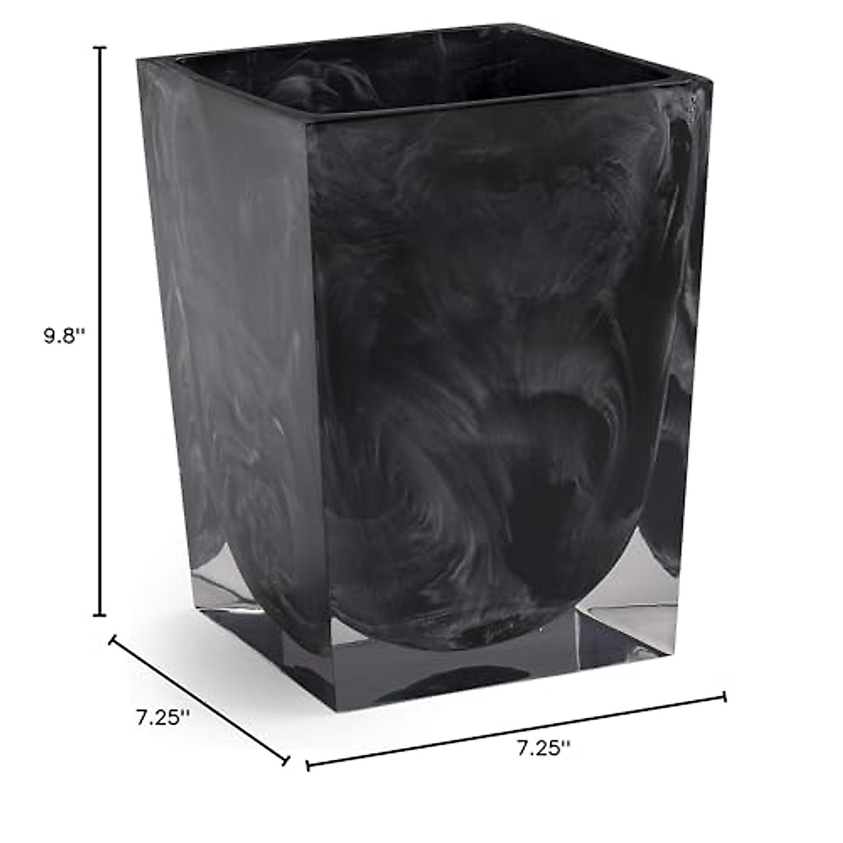 TurkishTowels Bologna Black Waste Basket, Garbage Container Bin for Bathrooms, Trash Can, Decorative Waste Baskets