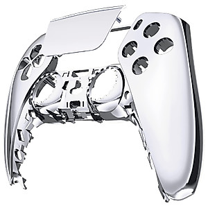 eXtremeRate Chrome Silver Glossy Touchpad Front Housing Shell Compatible with Controller, DIY Replacement Shell Custom Touch Pad Cover Faceplate Compatible with Controller
