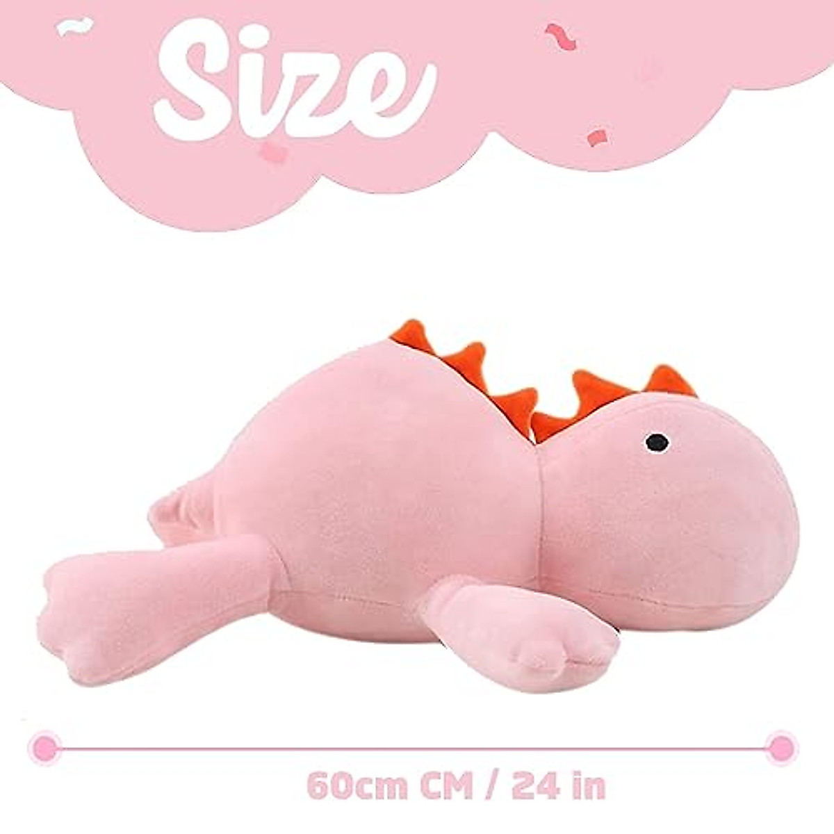 ABCPICK Weighted Dinosaur Plush, 24" Cute Pink Weighted Stuffed Animals for Anxiety Super Soft Weighted Plushies Sleeping Hugging Pillow Graduation Gifts for Girls Boys(Pink)
