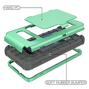 WeLoveCase Galaxy S10 Wallet Case - Hidden Mirror, Credit Card Holder, Shockproof Heavy Duty Protection, Mint Green