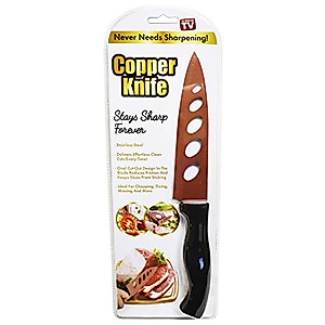 Set of 4 Copper Knives! 6.25" Blade - As Seen on TV Never Sharpen Knives! Stays Sharp Forever! Effortless Clean Cuts Every Time! Ideal for Chopping, Dicing, Mincing, and More! (4)