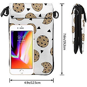 Cookies Food Chocolate Chip Biscuits Women Soft PU Leather Cellphone Purse Wallet Handbag Small Crossbody Shoulder Bag