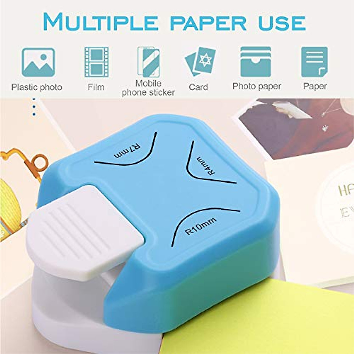 3 in 1 Corner Rounder Punch, 4mm 7mm 10mm 3 Way Corner Cutter for Paper Craft, Laminate, DIY Projects, Photo Cutter, Card Making and Scrapbooking