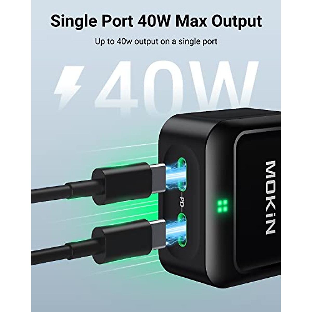 USB C Charger 40W, MOKIN Fast Charger Adapter 2-Port Type-C PD Wall Charger Foldable Power Adapter for 14/Plus/Pro/Pro Max 13/Mini/Pro/Pro Max /12, Galaxy S22/S21/S20/Note 20 PPS, Pixel, MacBook, iPad