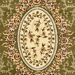 SAFAVIEH Lyndhurst Collection 4' x 6' Sage / Ivory LNH328B Traditional European Medallion Non-Shedding Living Room Bedroom Accent Rug