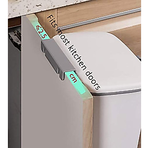 Waste Container Hanging Trash Can, Wall Mount bin with lid, Kitchen Cabinet Door, Bathroom, bar top, Double Action lid