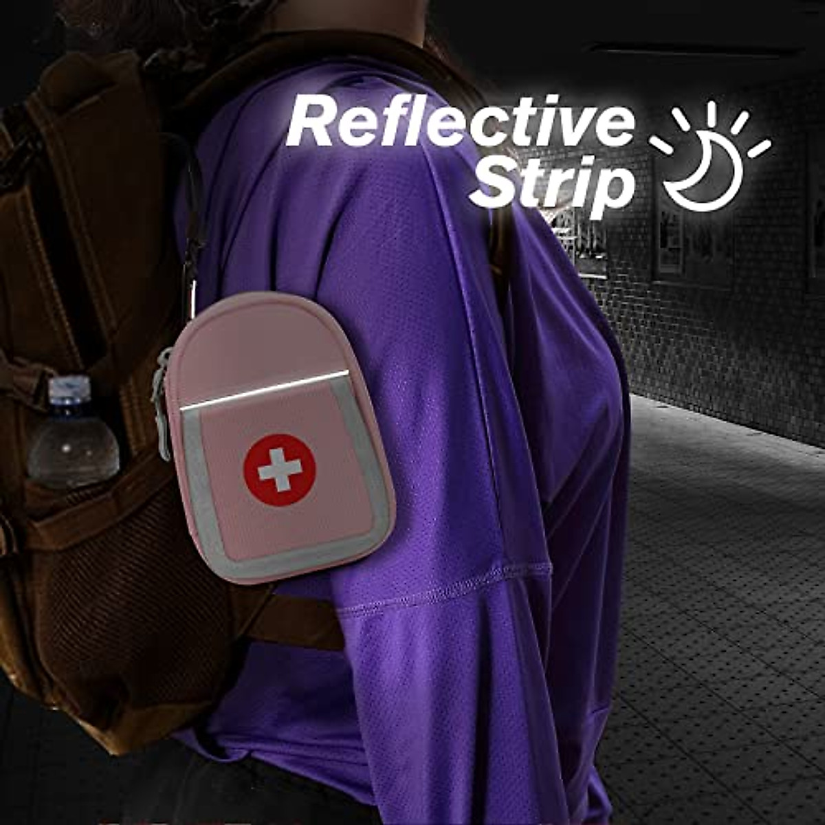 SITHON Insulated Medicine Carrying Case Bag - Small Travel Medication Organizer Emergency Medical Pouch Holds Auvi Q, Nasal Spray, Allergy Meds, Asthma Inhaler Case for Small EpiPens, Pink